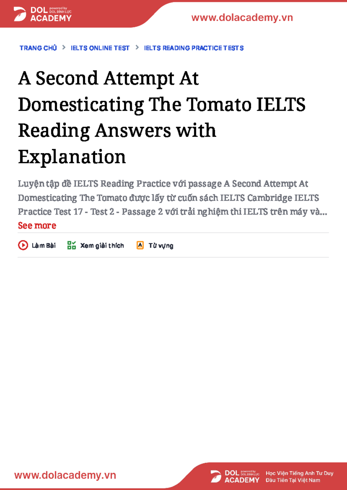IELTS Reading Practice: A Second Attempt at Domesticating the Tomato ...
