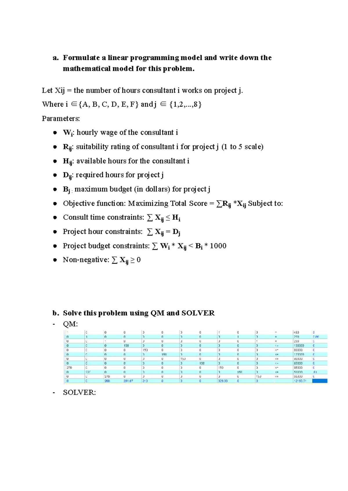 Midterm Test BM: Linear Programming Model Formulation and Analysis ...