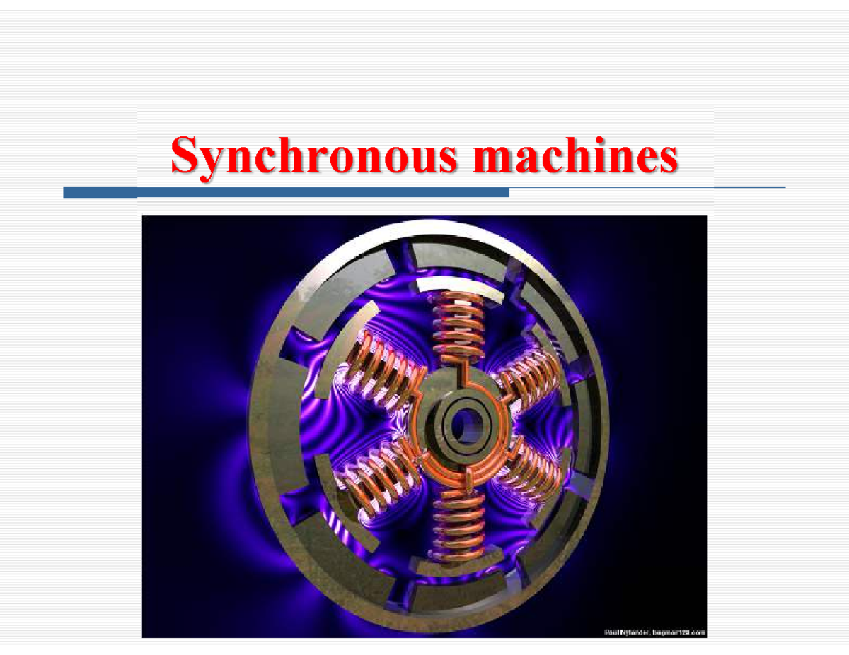 Lecture 1: Construction and Operation of Synchronous Machines (SM) - Studocu