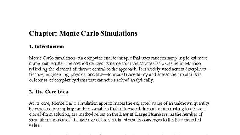 Chapter: Monte Carlo Simulations Overview and Applications - Studocu
