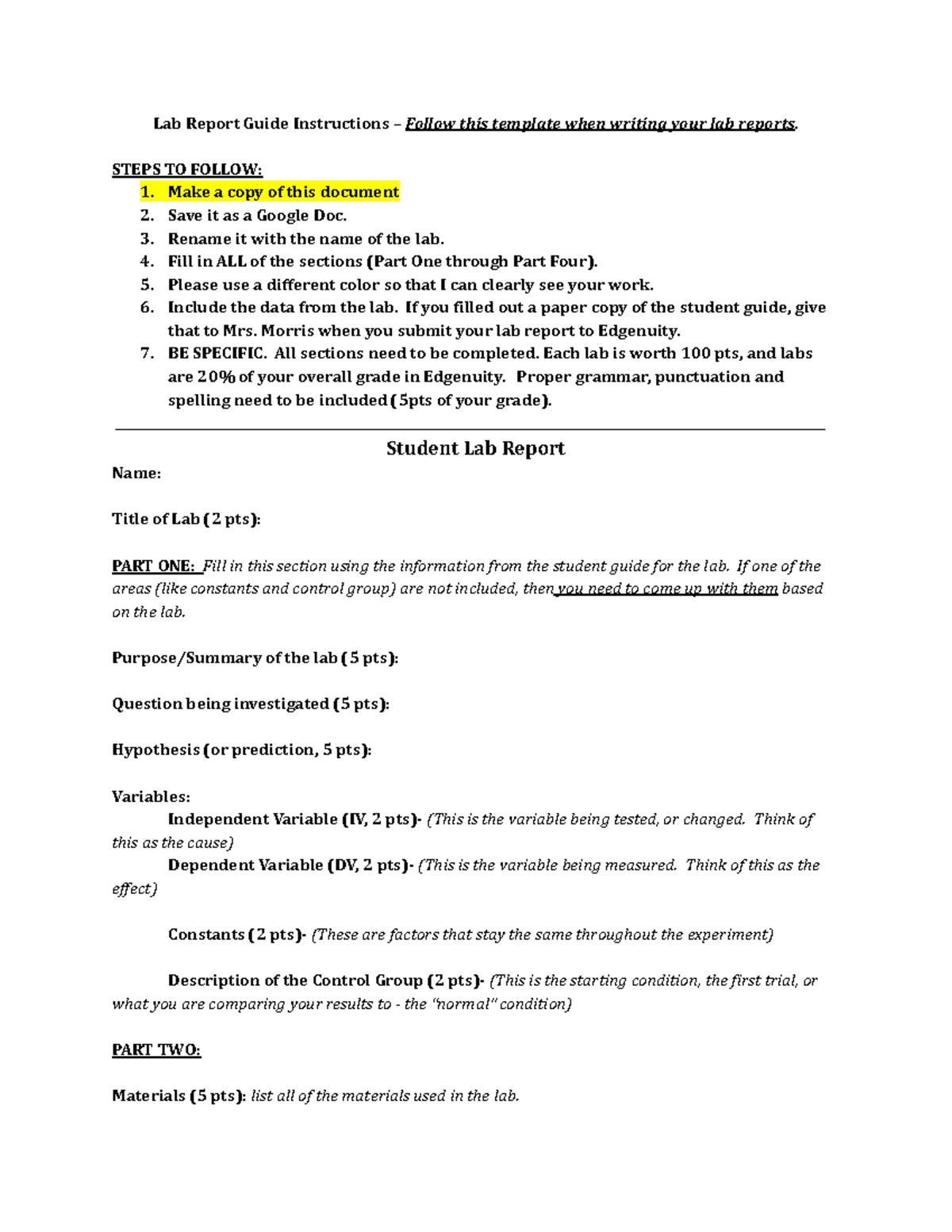 Lab Report Guide Original 24 - Lab Report Guide Instructions – Follow ...