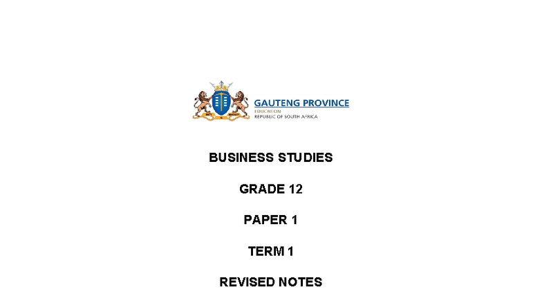 BUSINESS STUDIES GRADE 12 PAPER 1 TERM 1 REVISED NOTES ON LEGISLATION ...