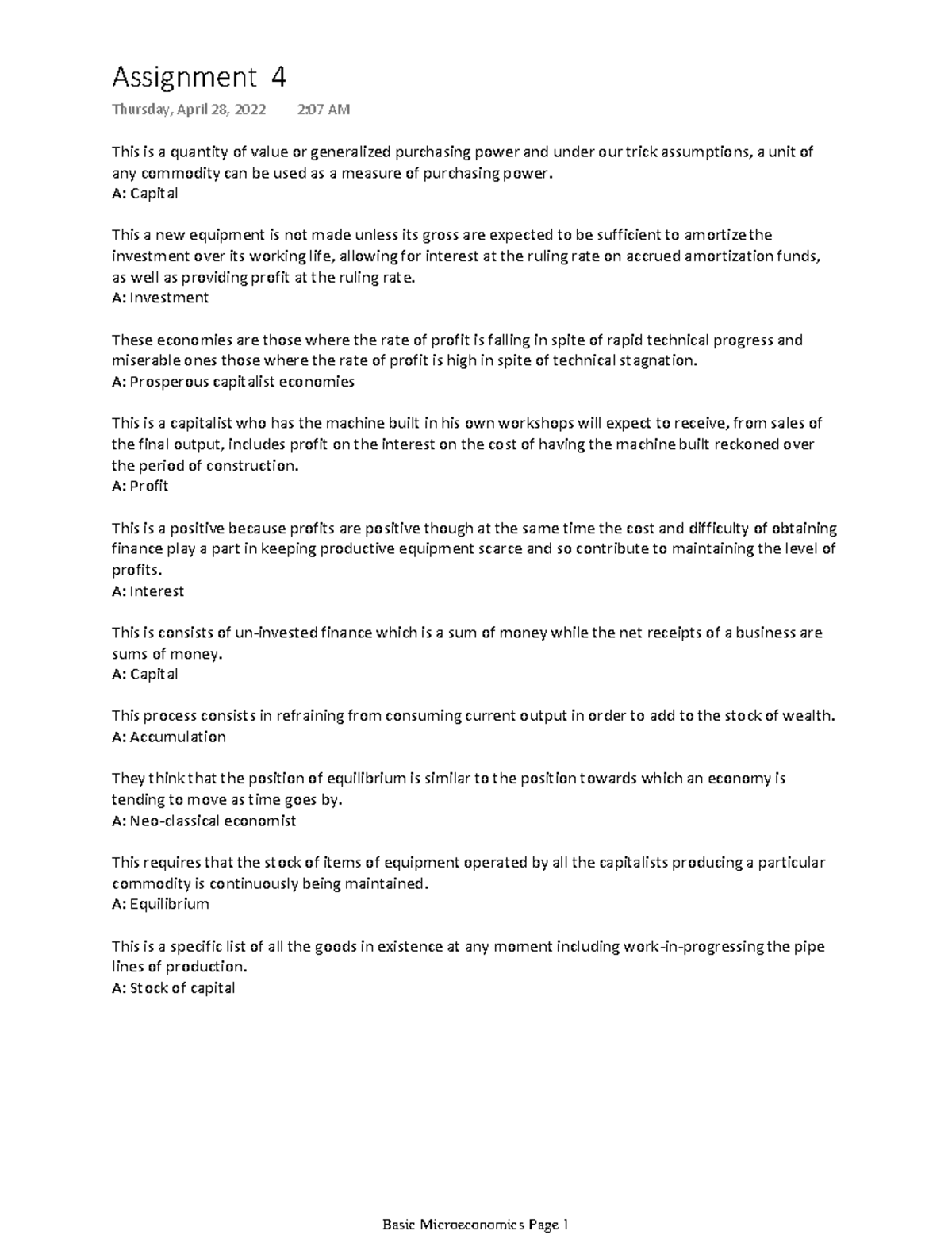 Microeconomics Assignment 4 Overview: Key Concepts Explained - Studocu