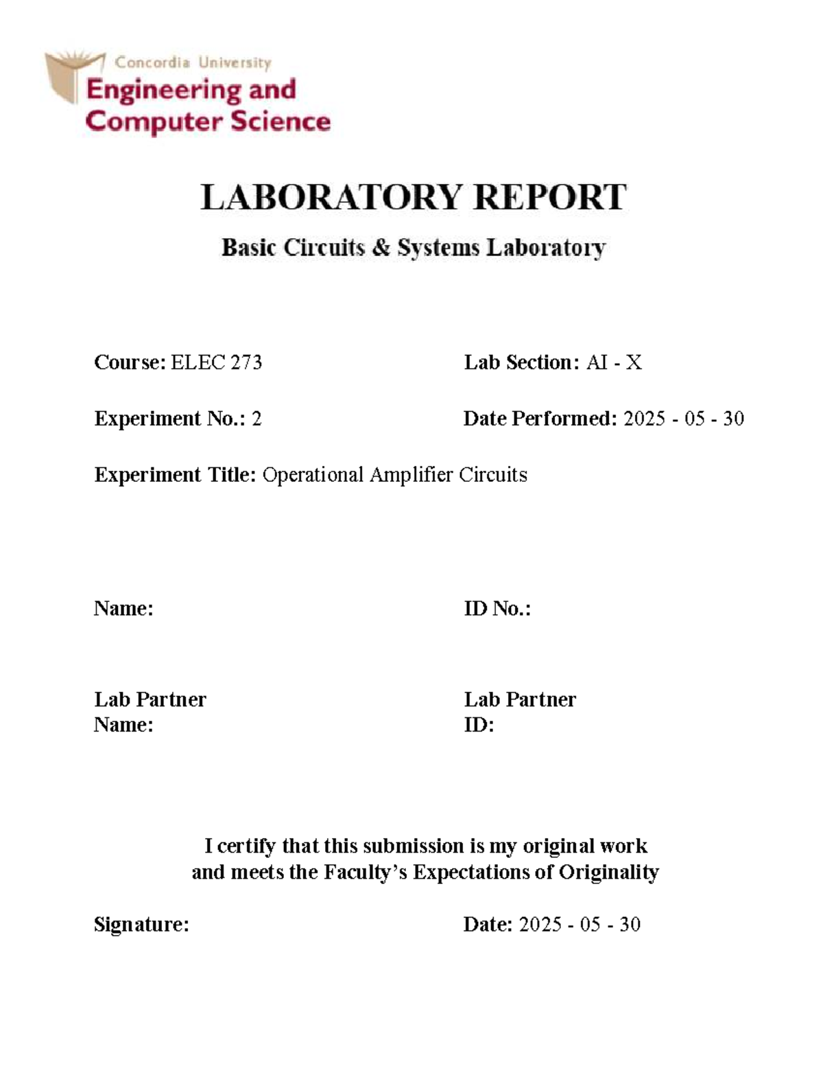 ELEC 273 Lab 2: Analysis of Operational Amplifier Circuits - Studocu
