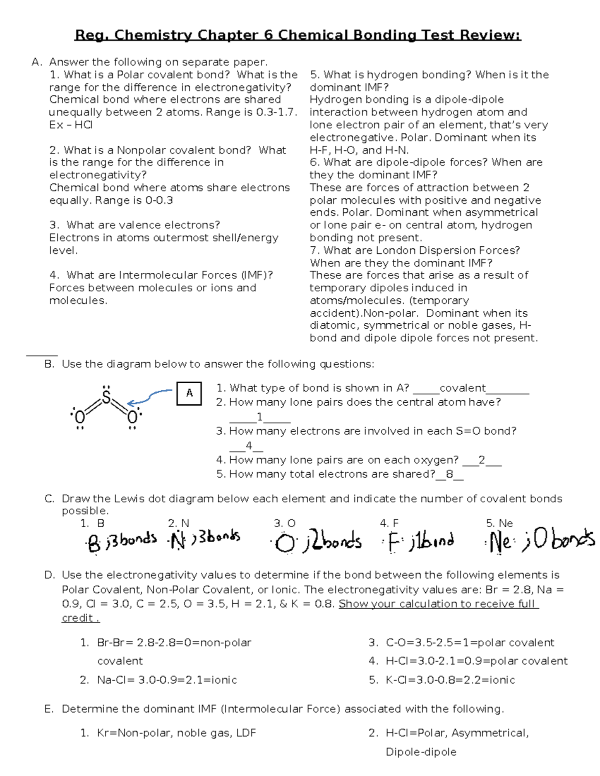 CH+6+TEST+ Review+2019-2020 copy - Reg. Chemistry Chapter 6 Chemical ...