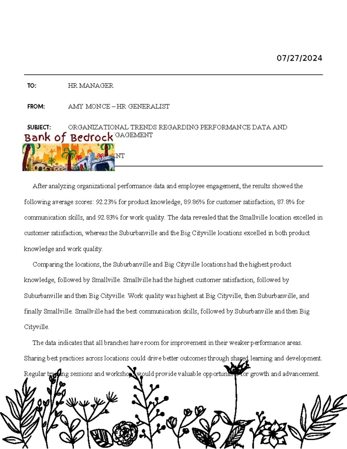 HRM 360 Module 4 Memo: Trends in Performance & Engagement Data - Studocu