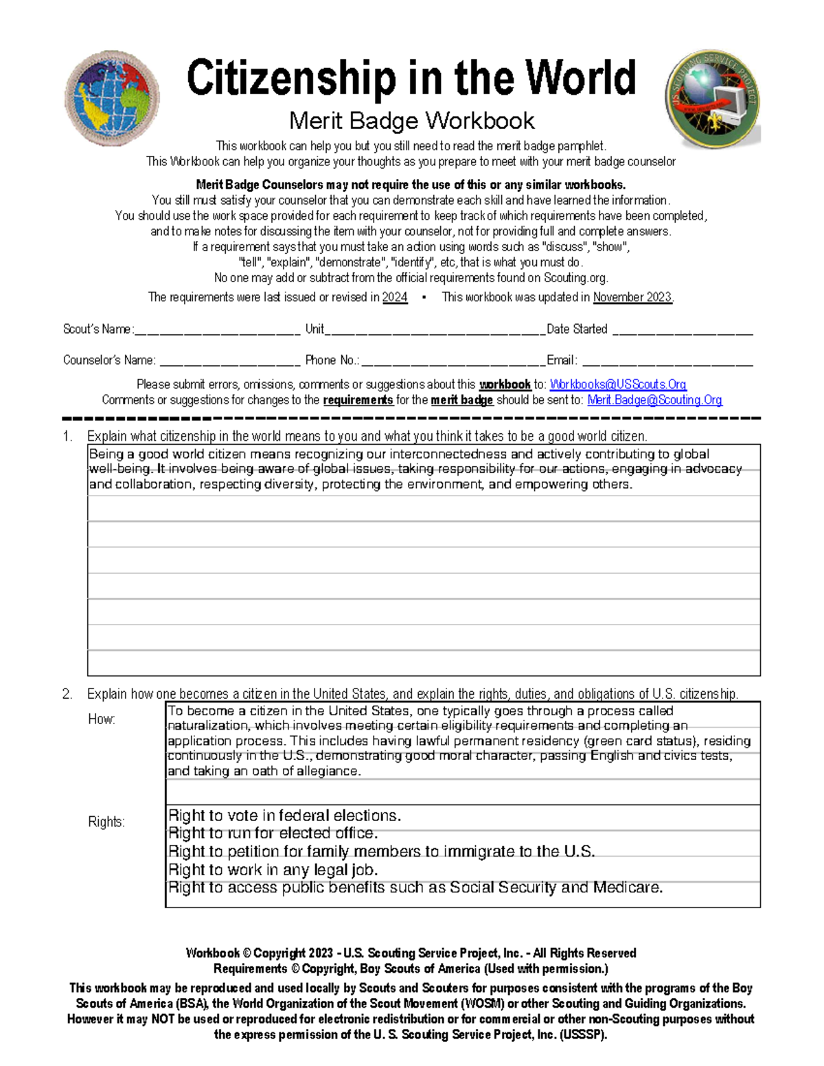 Cit in the World Merit Badge Workbook: Preparation Guide and Insights ...