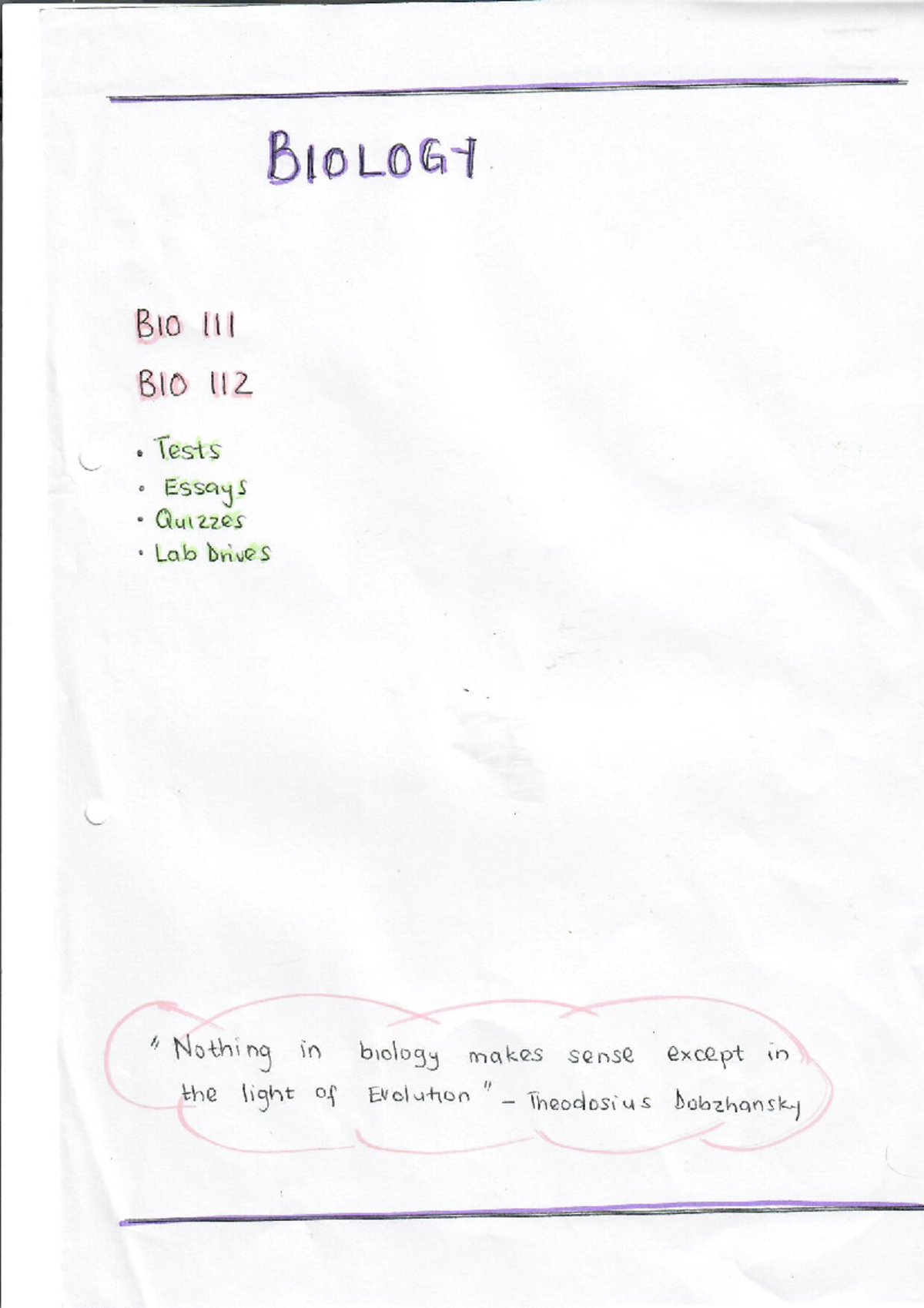 BIO 111 TEST 1 - Comprehensive Revision Guide - Studocu