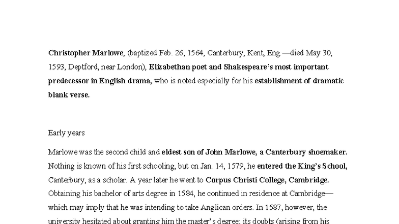 Dr. Faustus by Christopher Marlowe: An Overview and Analysis - Studocu