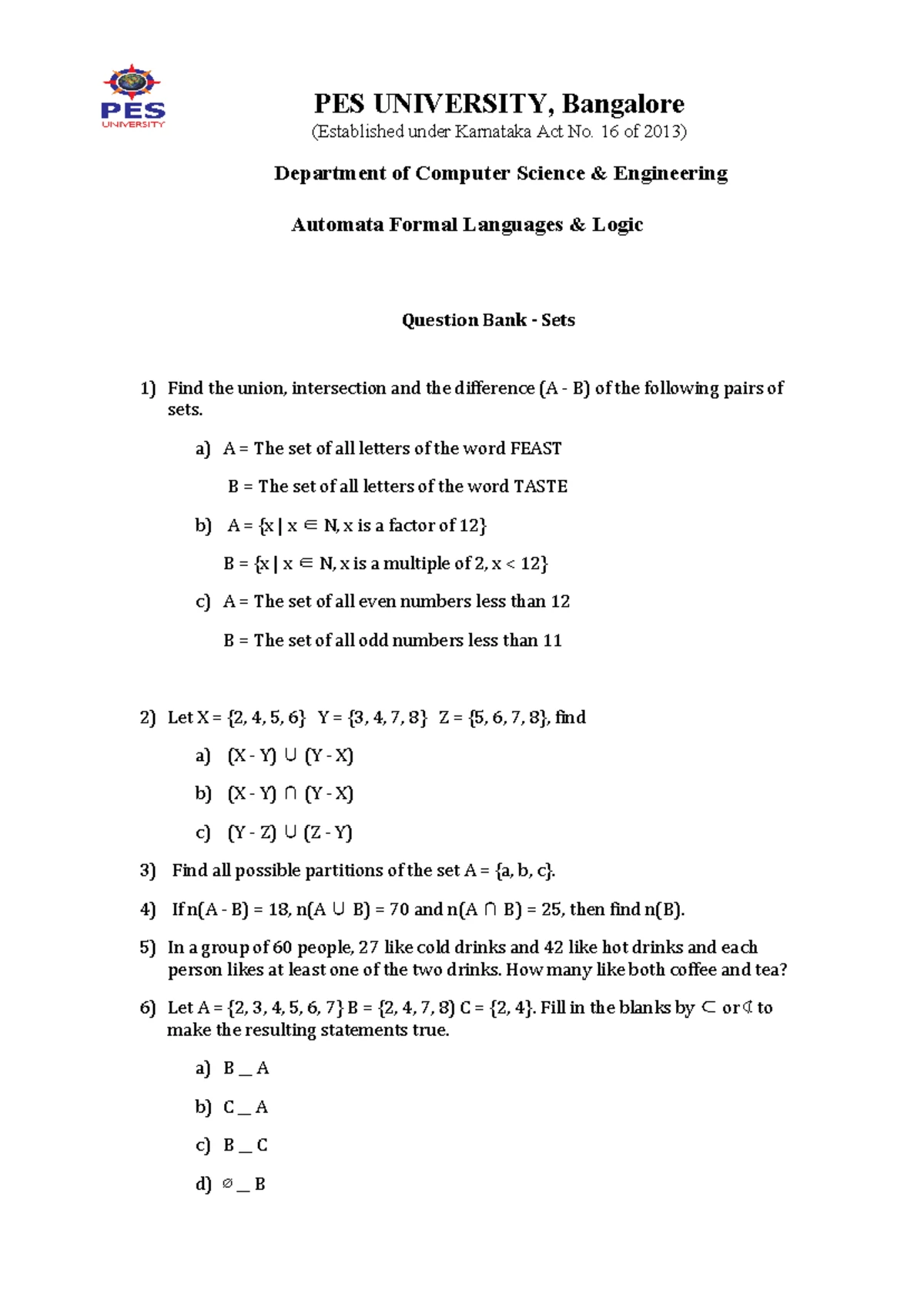 03 DFA - Automata Formal Languages and Logic practice questions for ...