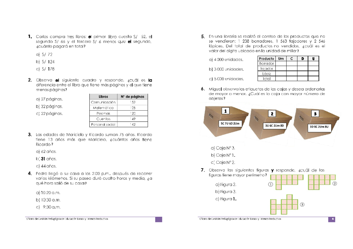Compendio Matemática ECE 4to Grado 2022 - Ejercicios y Evaluaciones ...