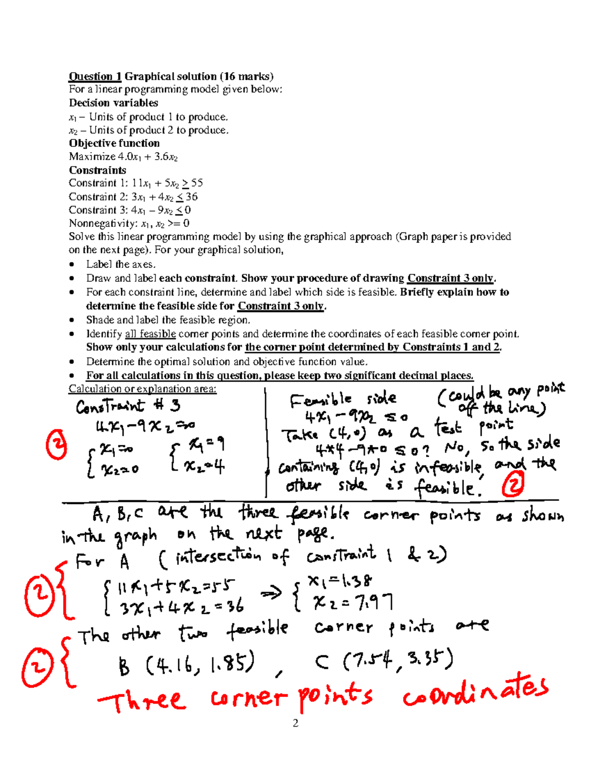 Sample Midterm Solution: Linear Programming Models and Graphical Approaches - Studocu