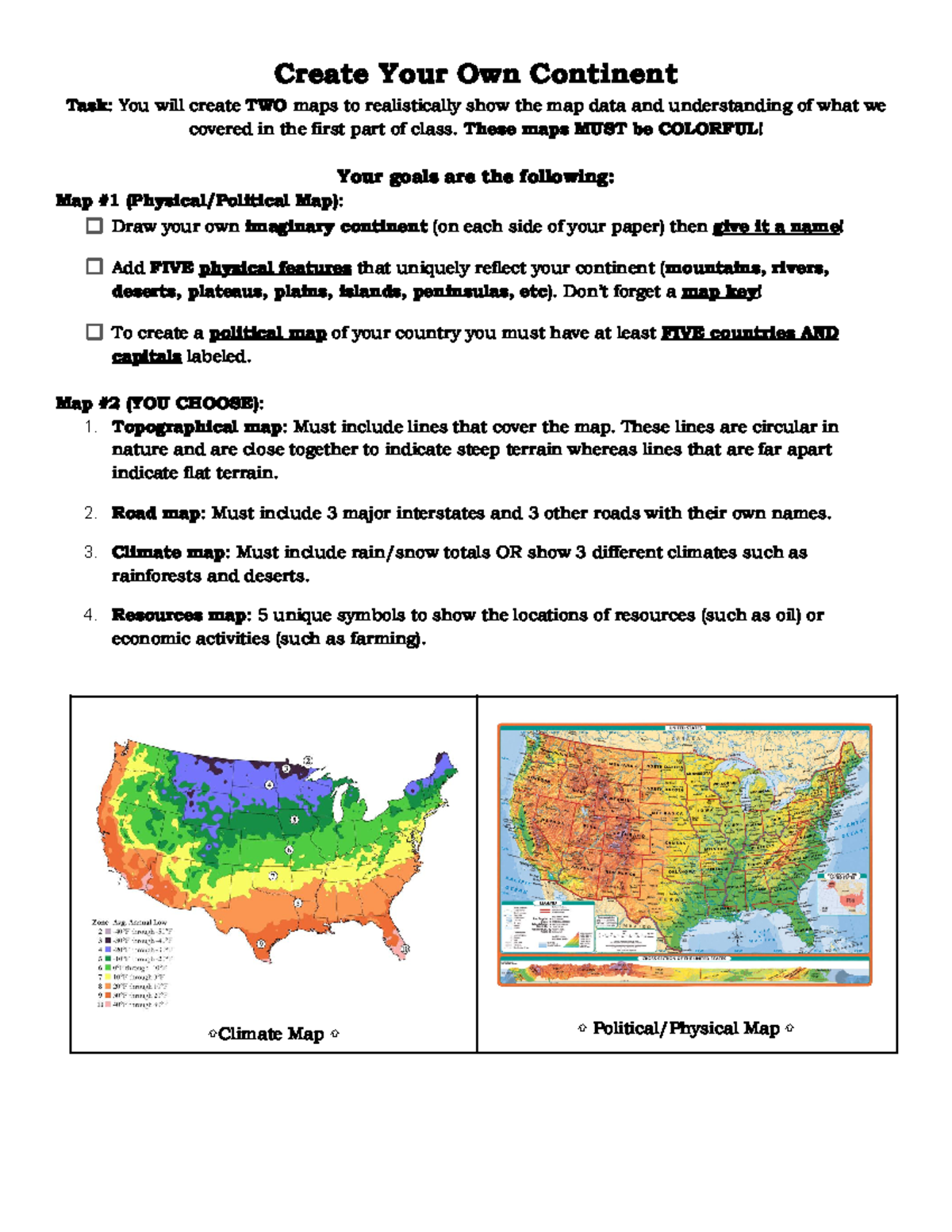 Create Your Own Continent - Create Your Own Continent Task: You will ...