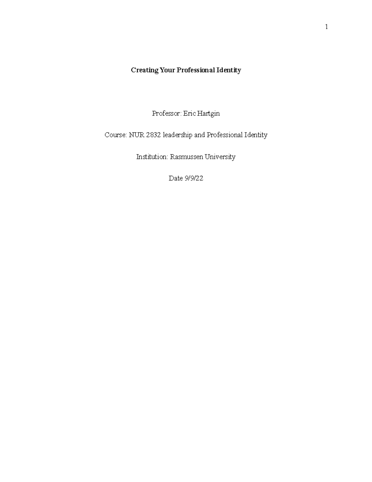NUR 2832 Module 11: Assignment on Creating Your Professional Identity ...