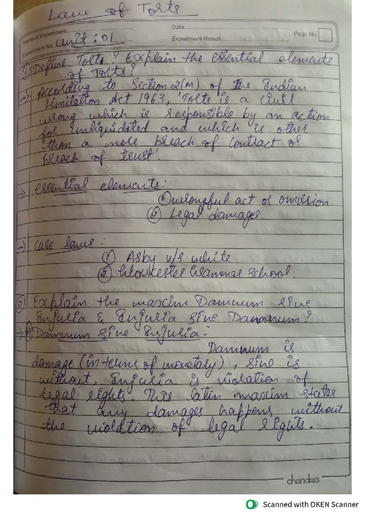 Law of Torts - Comprehensive Notes and Case Studies - Studocu