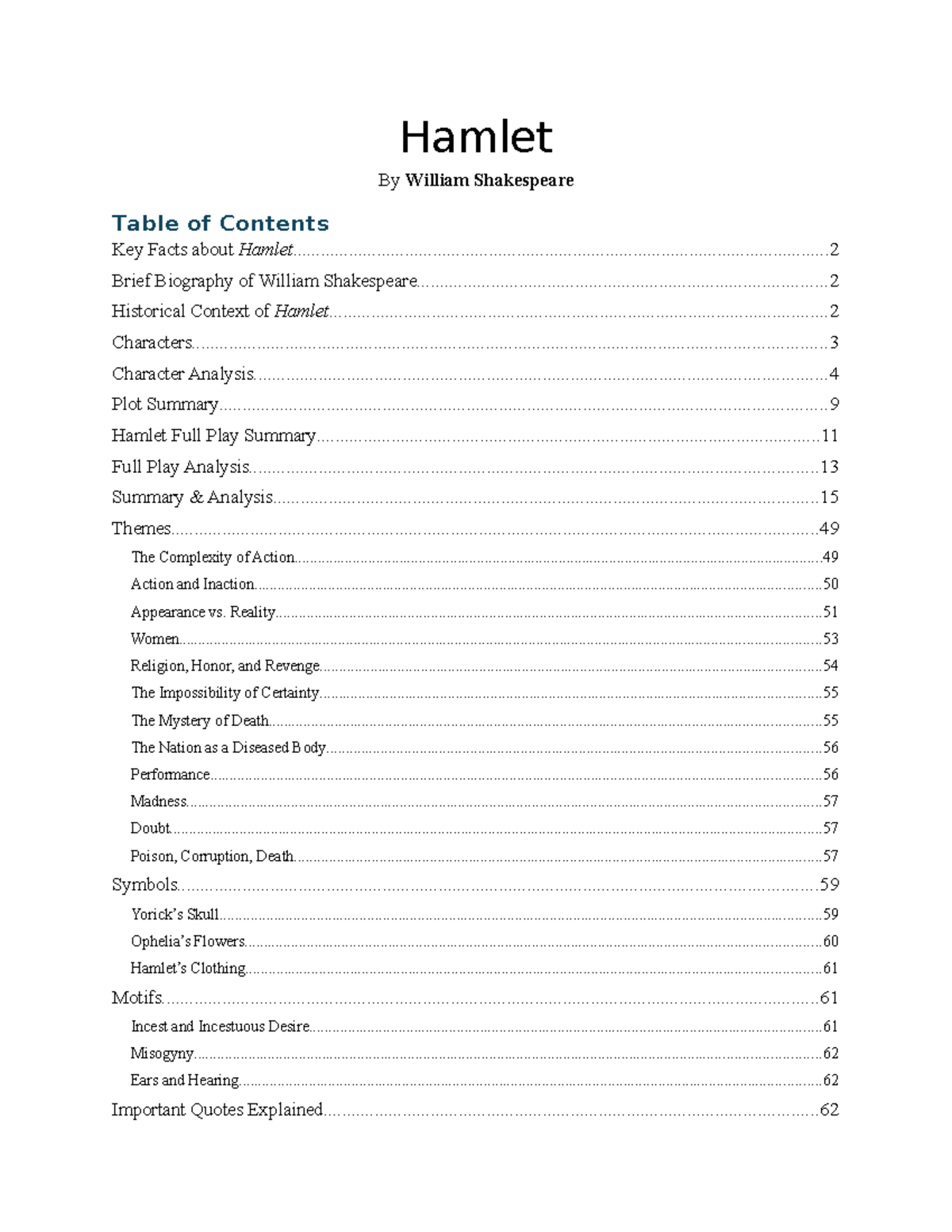 Hamlet Study Guide (ENG 201): Detailed Summary & Analysis Insights ...