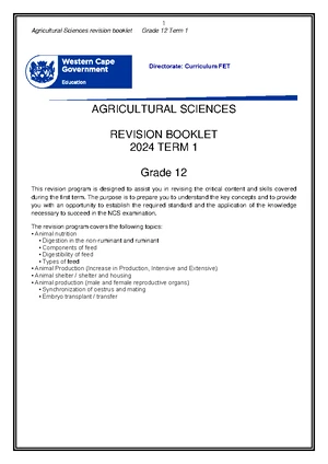 Agricultural Sciences Gr 10 Revision Source Term 2 - 1 Agricultural ...