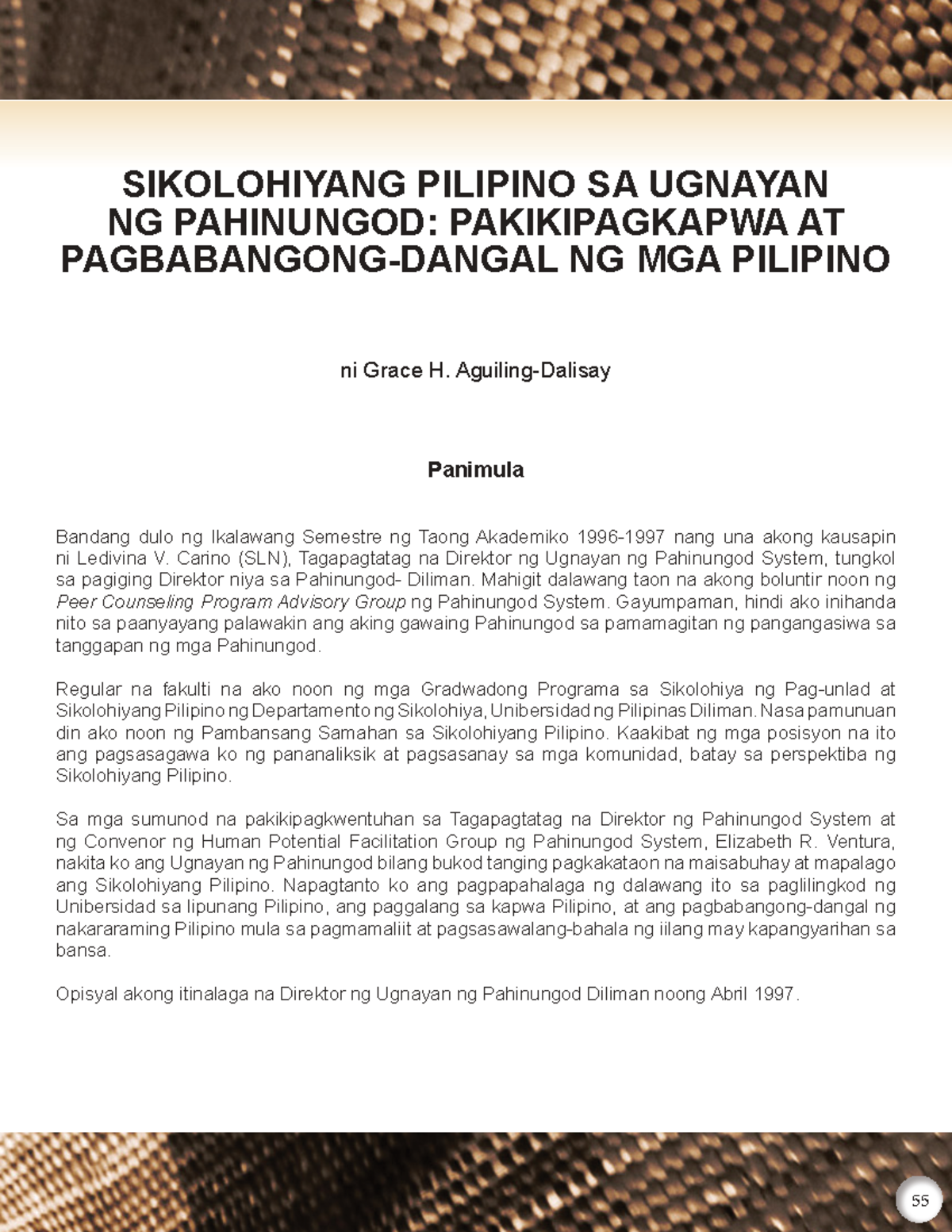 Ugnayan ng Pahinungod: Sikolohiyang Pilipino at Komunidad (EDP 101 ...