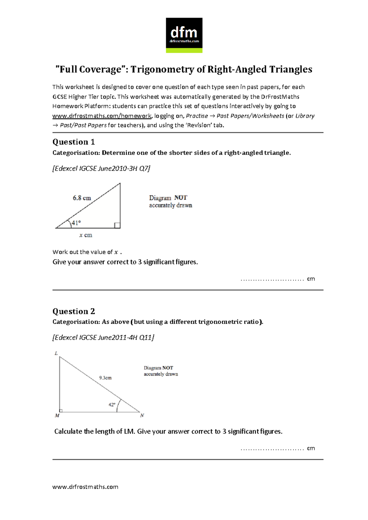 GCSE Maths (DFM) Full Coverage on Trigonometry - Right Angled Triangles ...