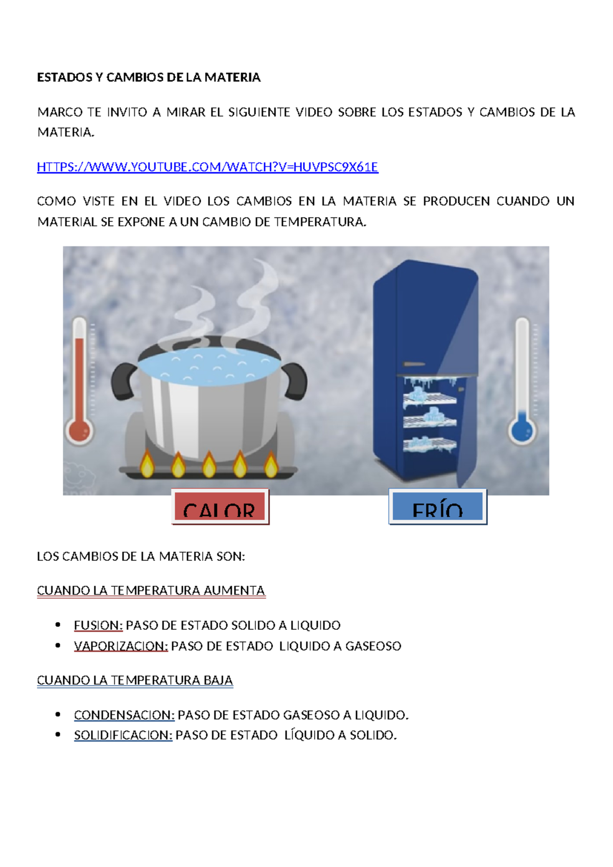 Estados Y Cambios DE LA Materia. - ESTADOS Y CAMBIOS DE LA MATERIA ...