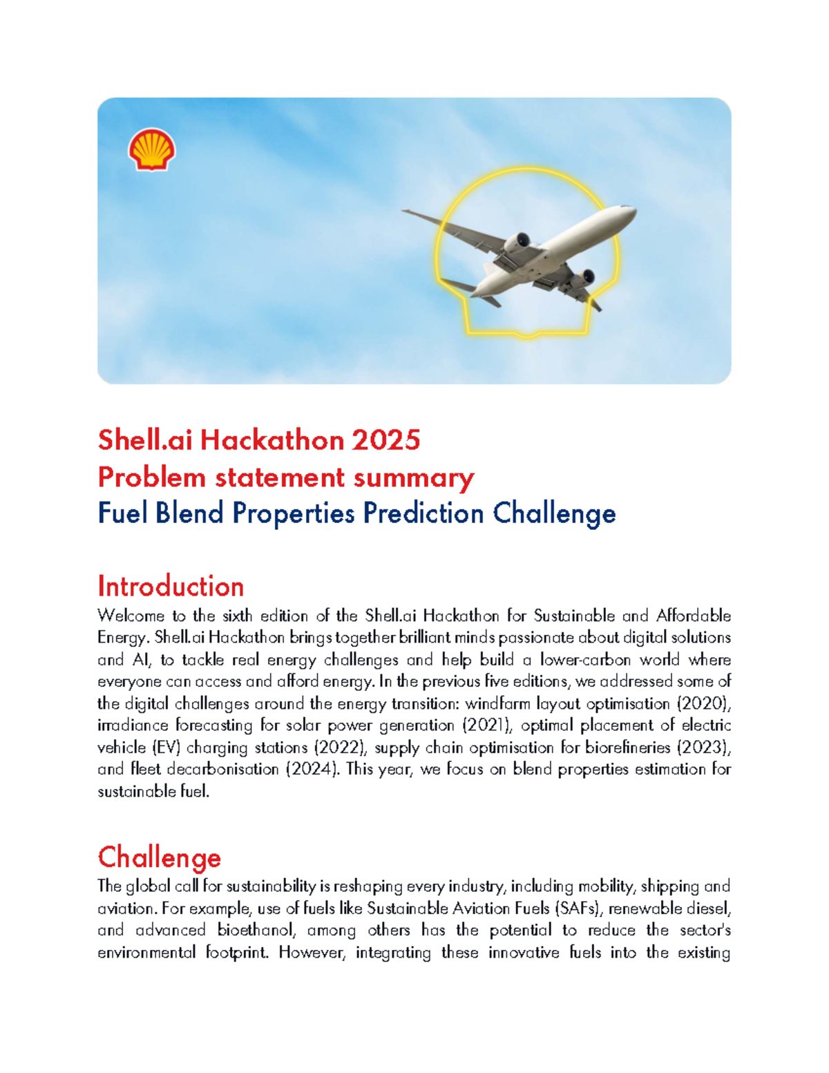 Shell.ai Hackathon 2025: Fuel Blend Properties Prediction Challenge Summary - Studocu