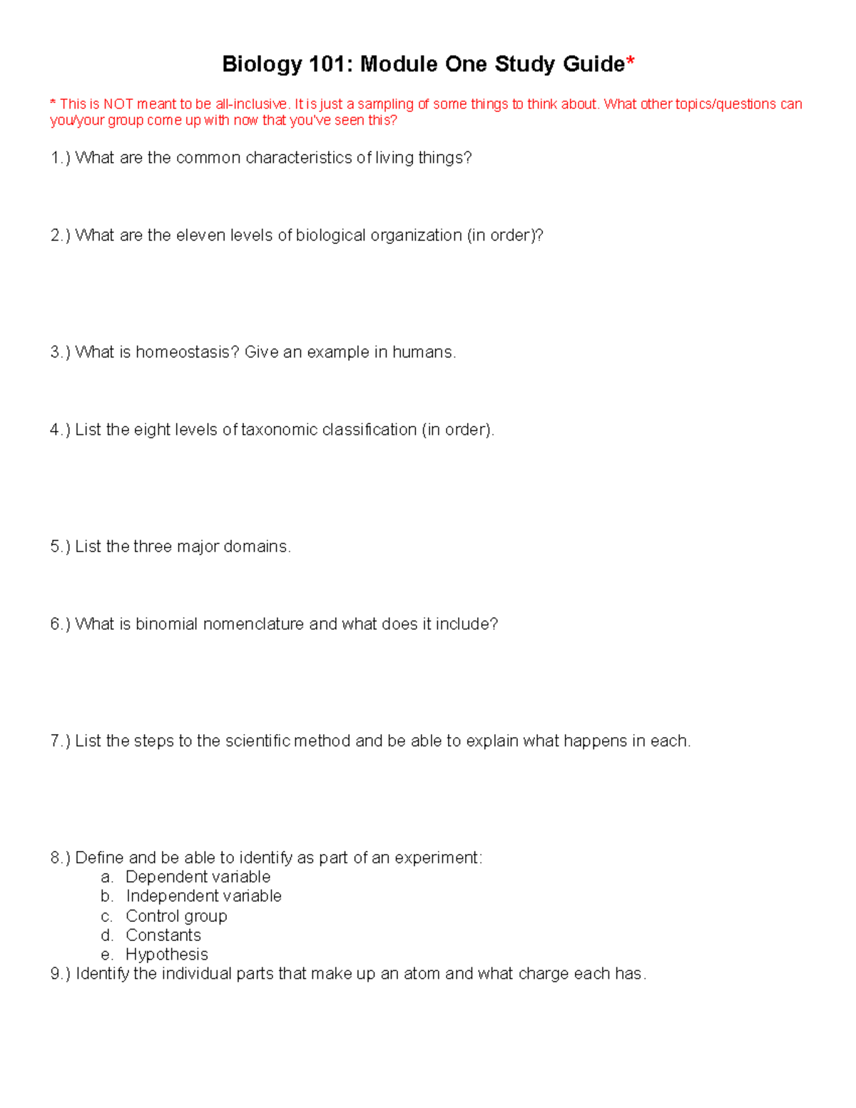 Biology 101: Module One Study Guide and Key Concepts - Studocu