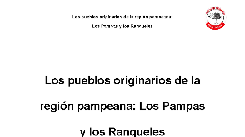 Los Pampas y Ranqueles: Pueblos Originarios de la Región Pampeana - Studocu