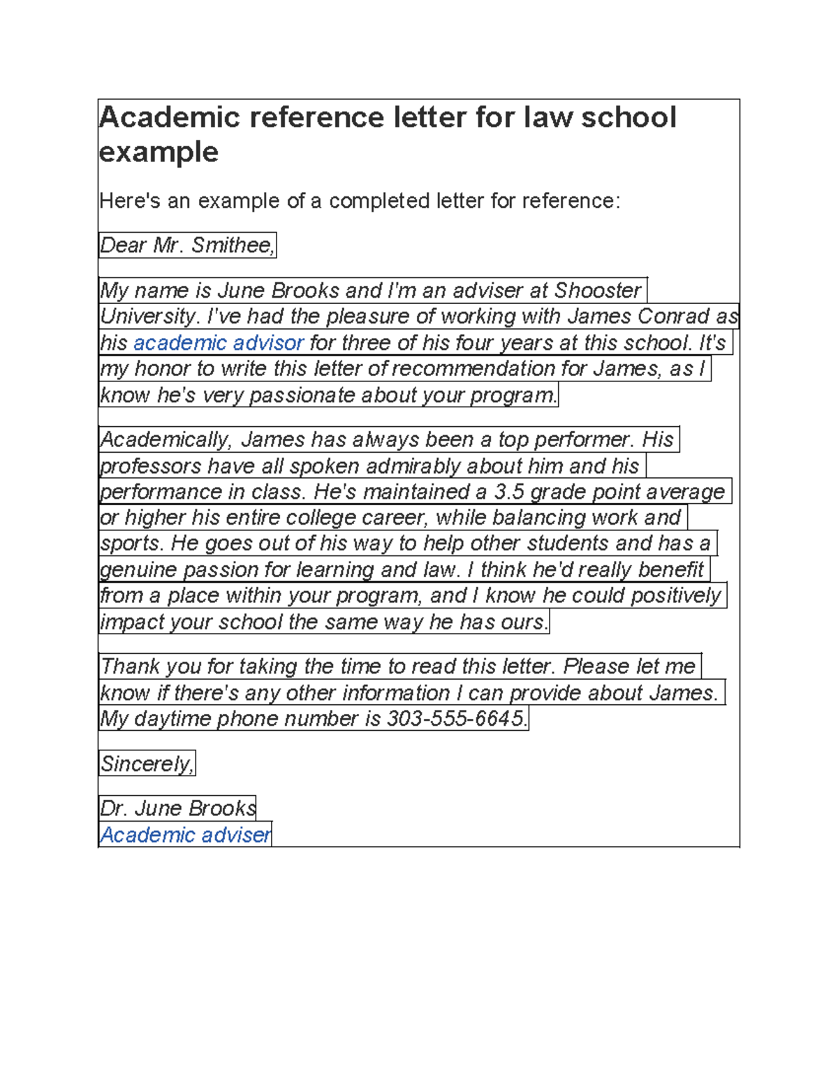 Law School Letter of Recommendation Example (19) - Studocu