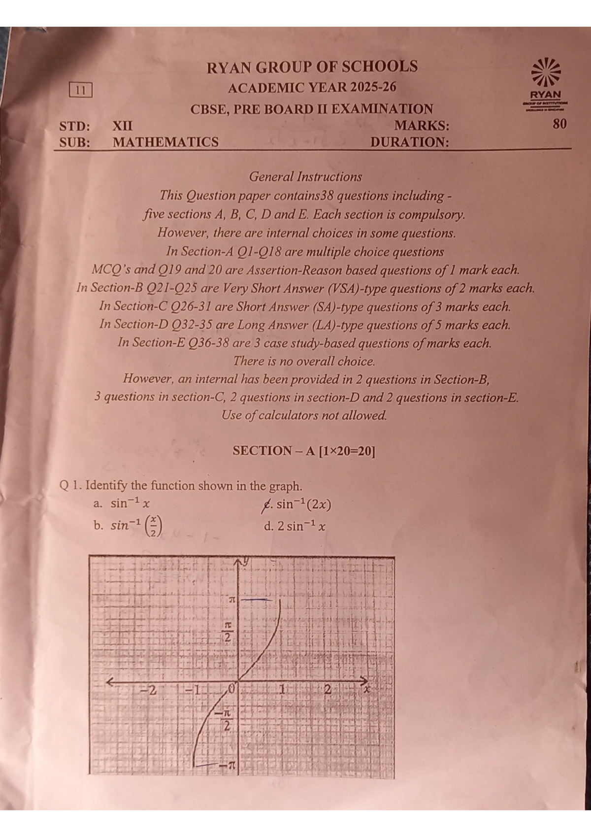 STD: XII CBSE Pre Board II Mathematics Exam Paper - Studocu