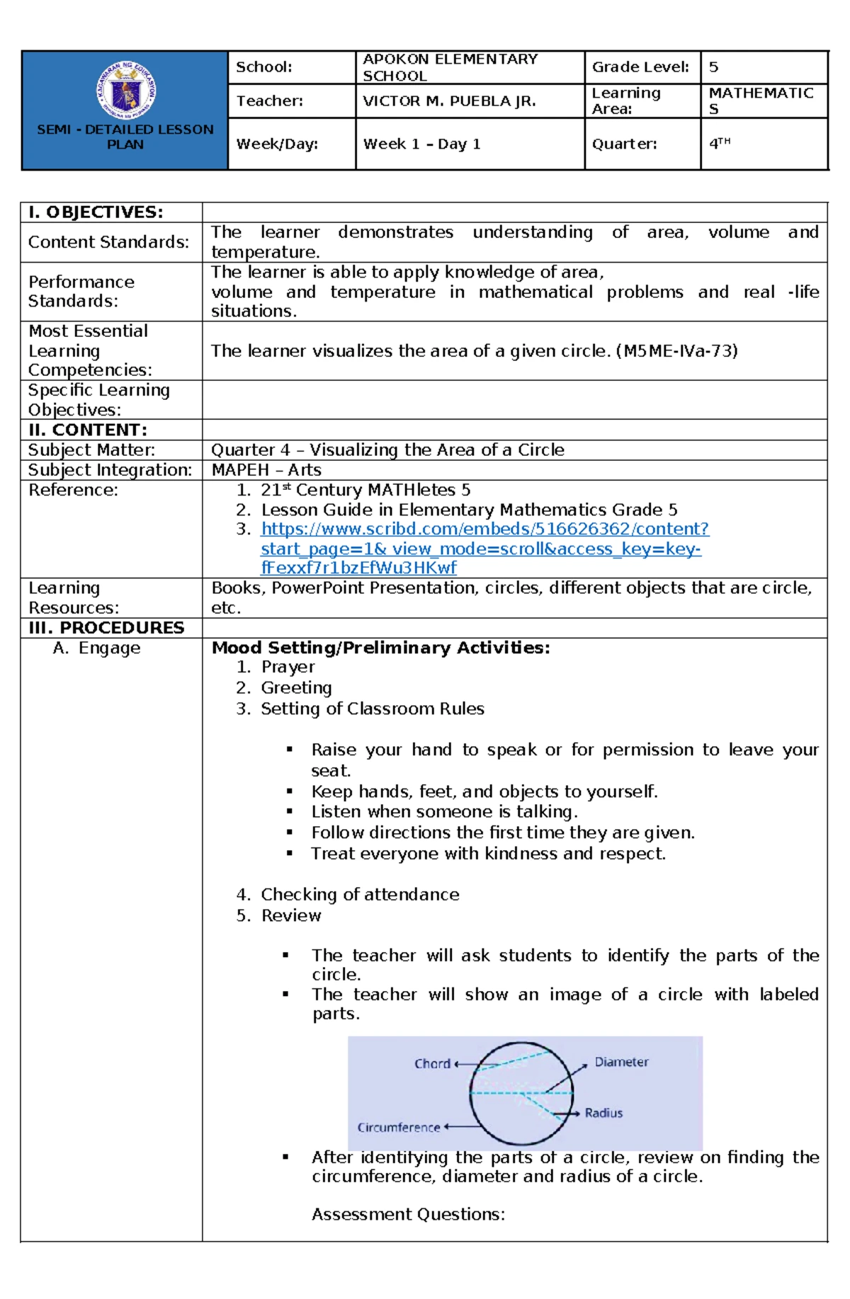 COT. Grade 7 Lesson Plan: Creative Representation in 21st Century ...