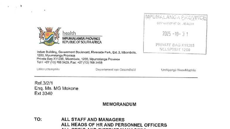 MP Health 2025: Job Advert for Tintswalo Hospital Positions - Studocu