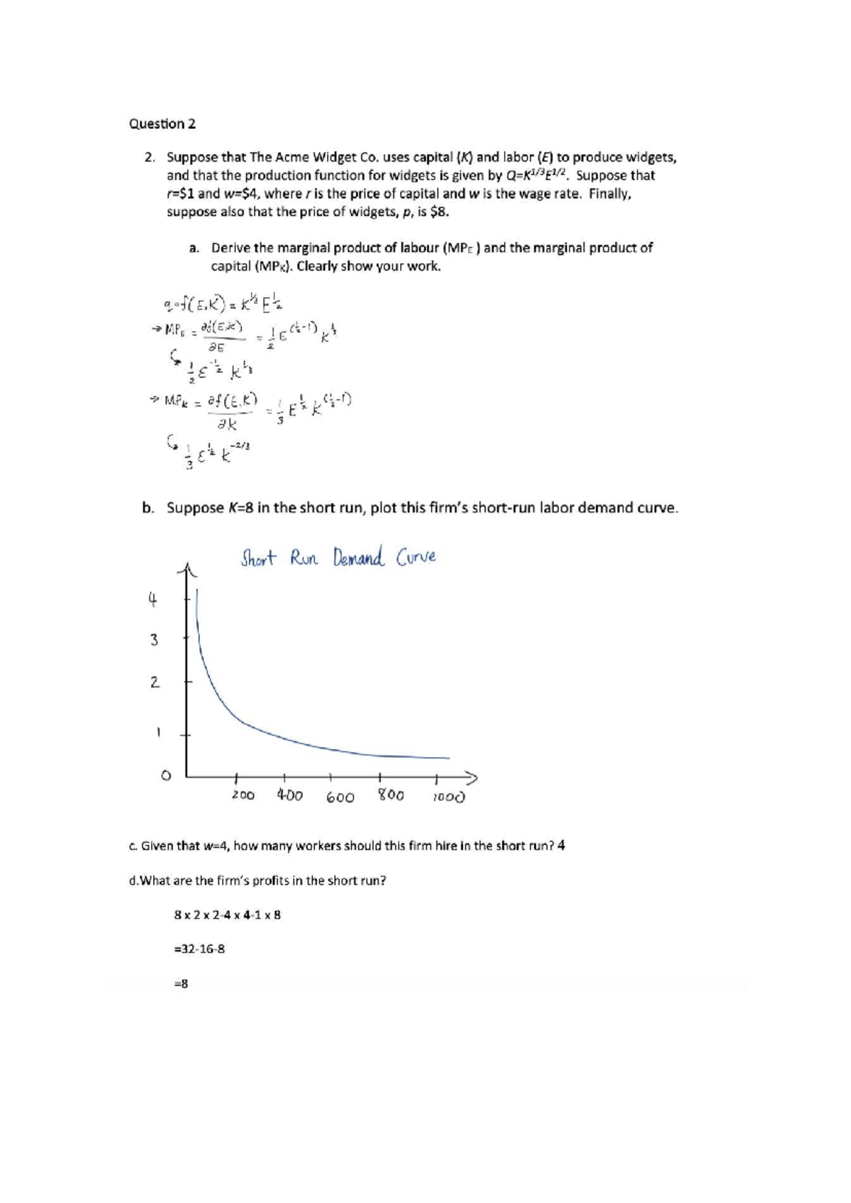 ECC3710 Short Run Labor Demand & Marginal Product Analysis - Studocu