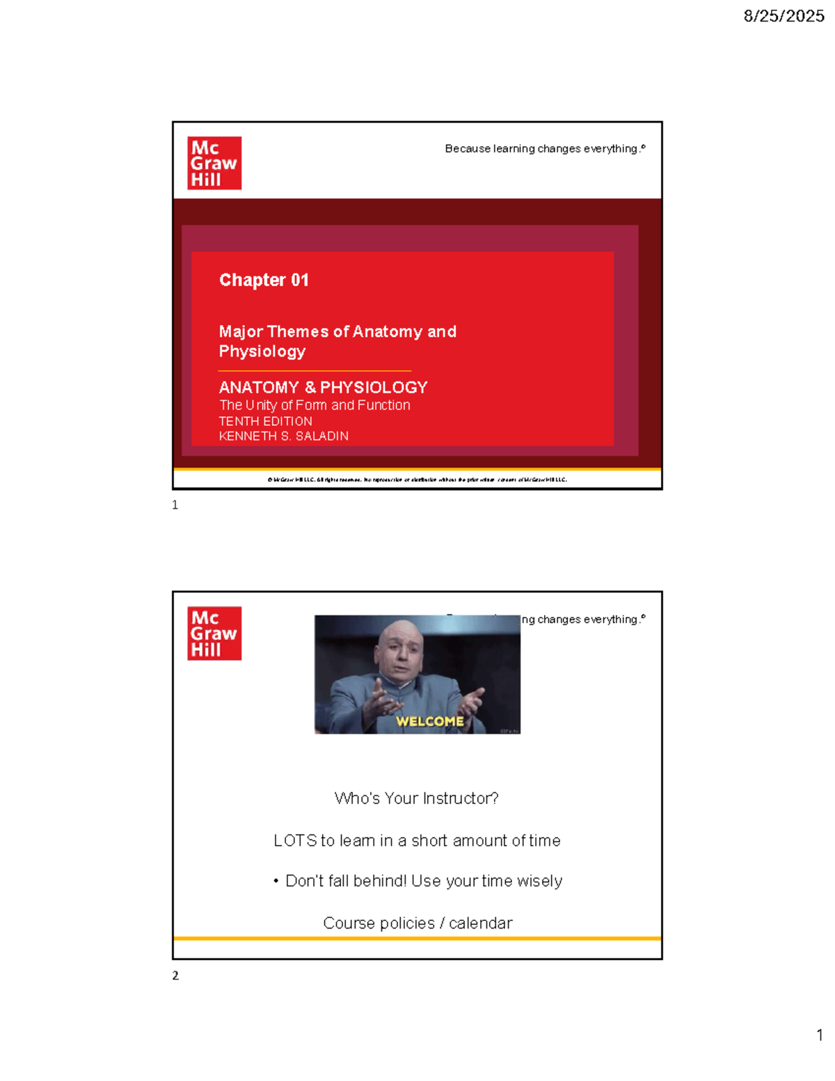 Chapter 01: Major Themes in Anatomy and Physiology (BIO 137) - Studocu