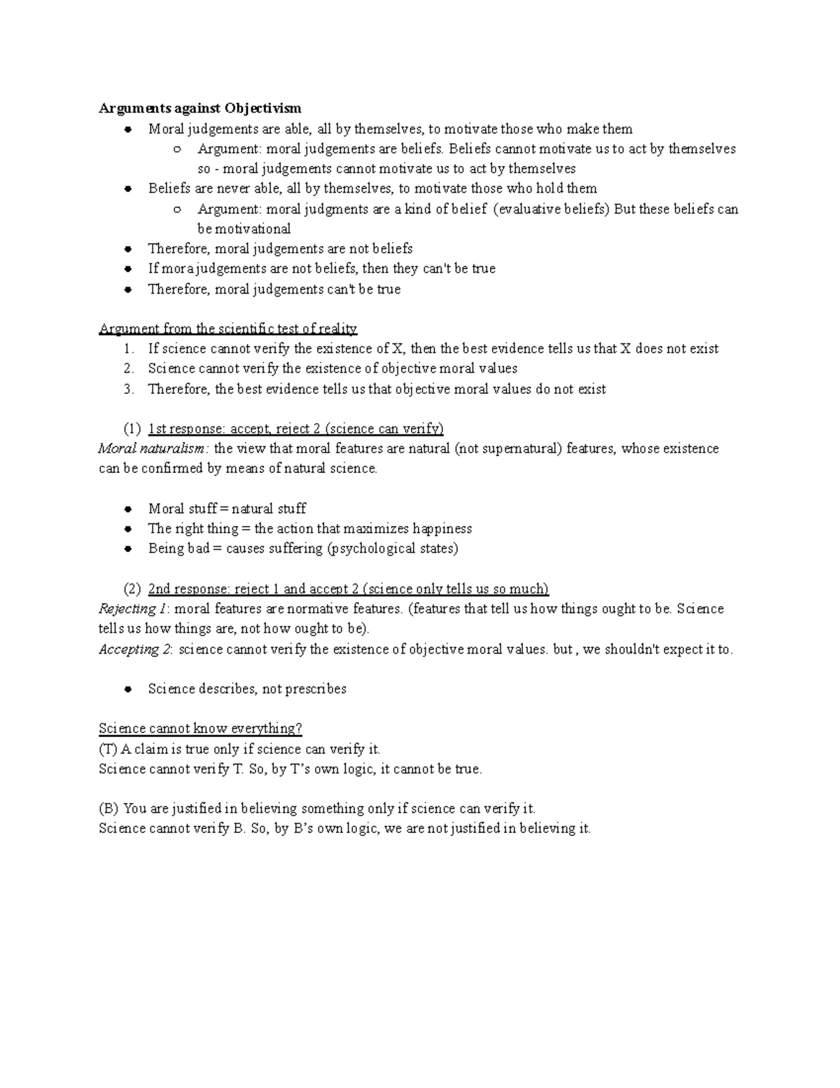 Arguments against Objectivism - Beliefs cannot motivate us to act by ...