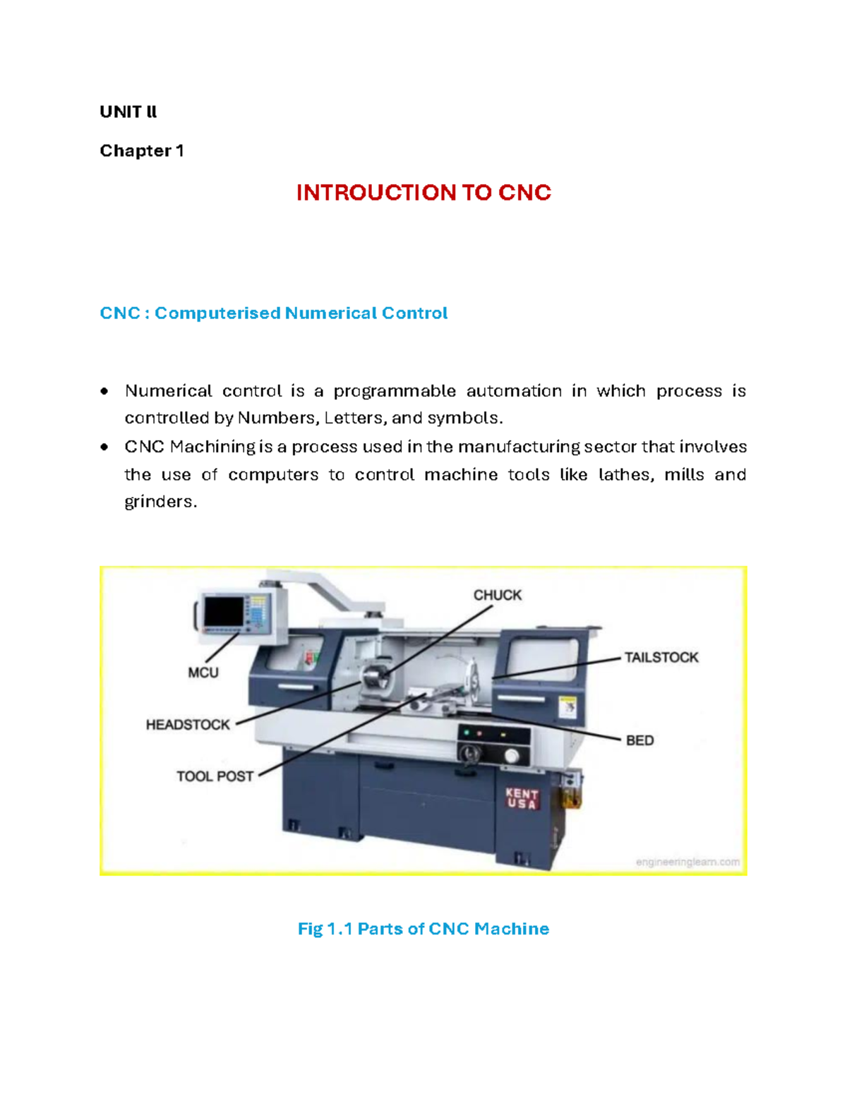 CNC Manufacturing Practices - Unit II, Chapter 1 Notes - Studocu