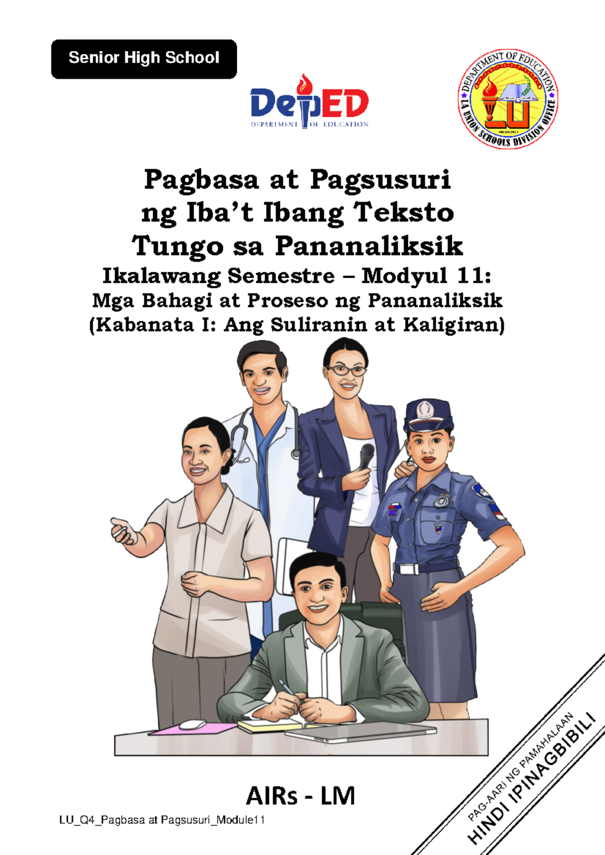 Pagbasa 11 Q4 Modyul 11: Mga Bahagi at Proseso ng Pananaliksik - Studocu