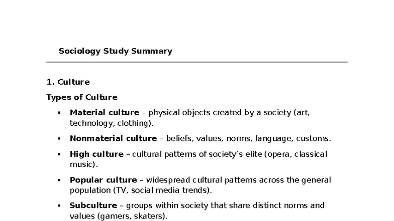 Sociology Quiz (SOC101) on Culture, Deviance, and Social Inequality ...