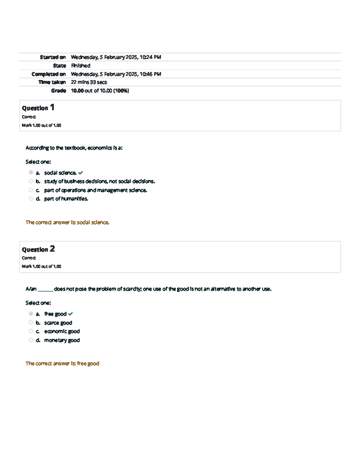 Self-Quiz Unit 1 - Chapter 1 Attempt review Home - Started on Wednesday ...