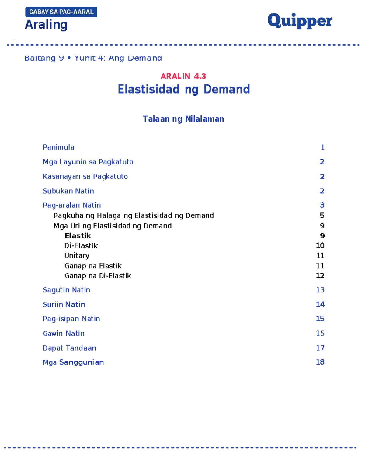 ME AP 9 Q2 0403 Elastisidad ng Demand: Pagsusuri at Mga Uri - Studocu