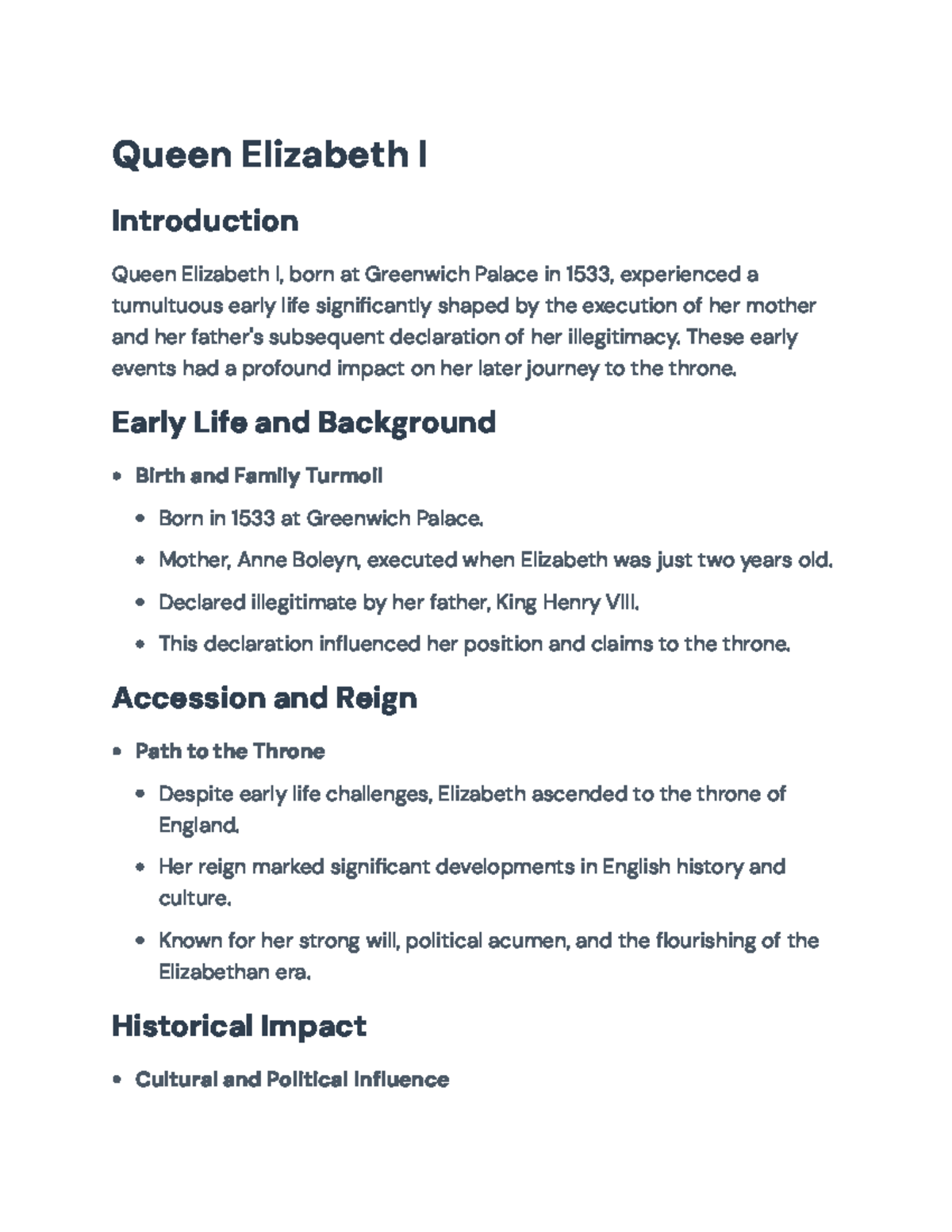 Queen Elizabeth I: Her Life, Reign, and Cultural Impact - Queen ...