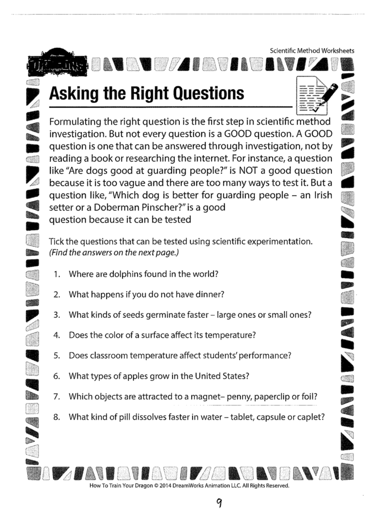 Scientific Method Worksheets: From Questions to Variables - Studocu