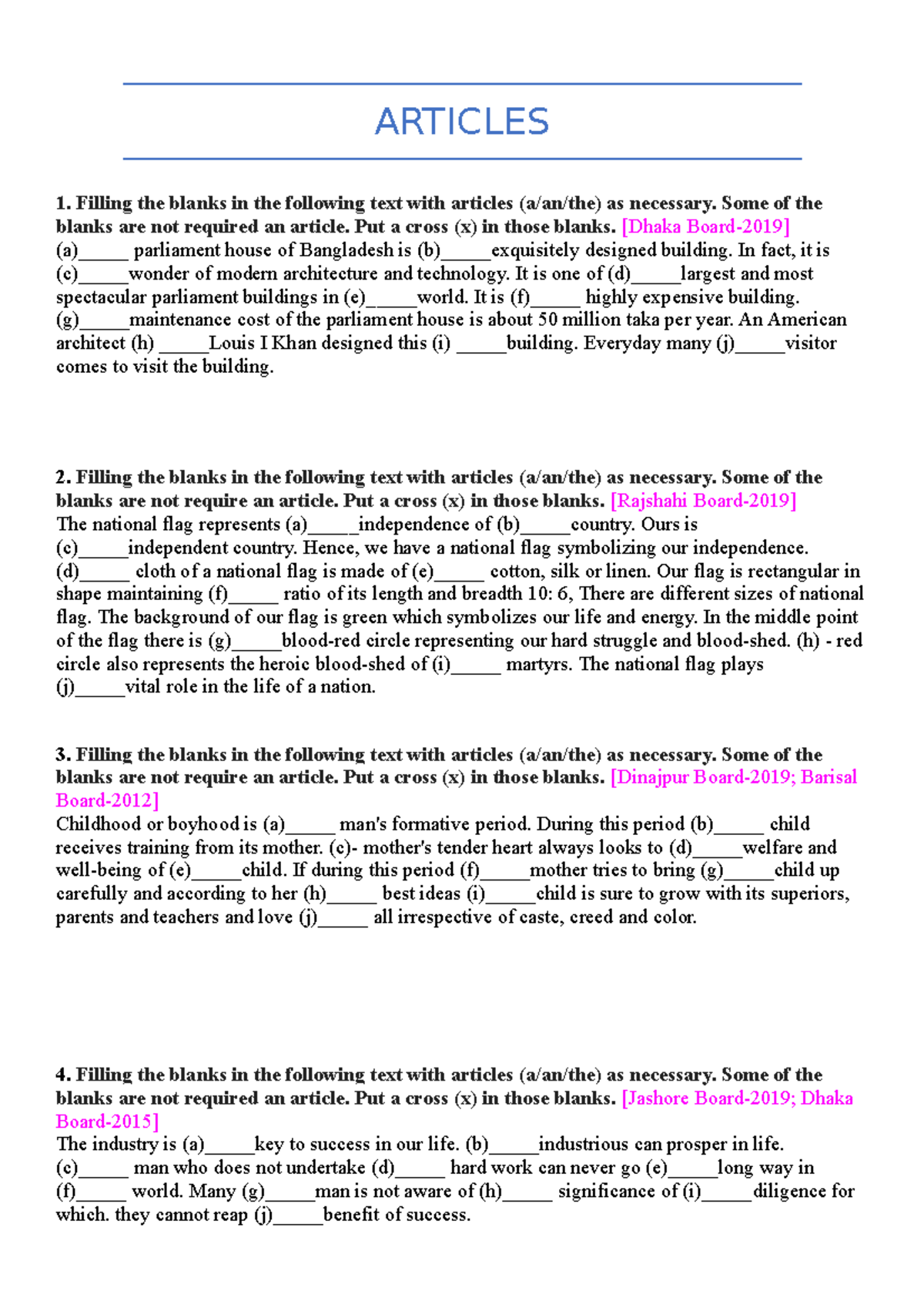 HSC Articles Practice Questions and Answers for 2016 - Studocu