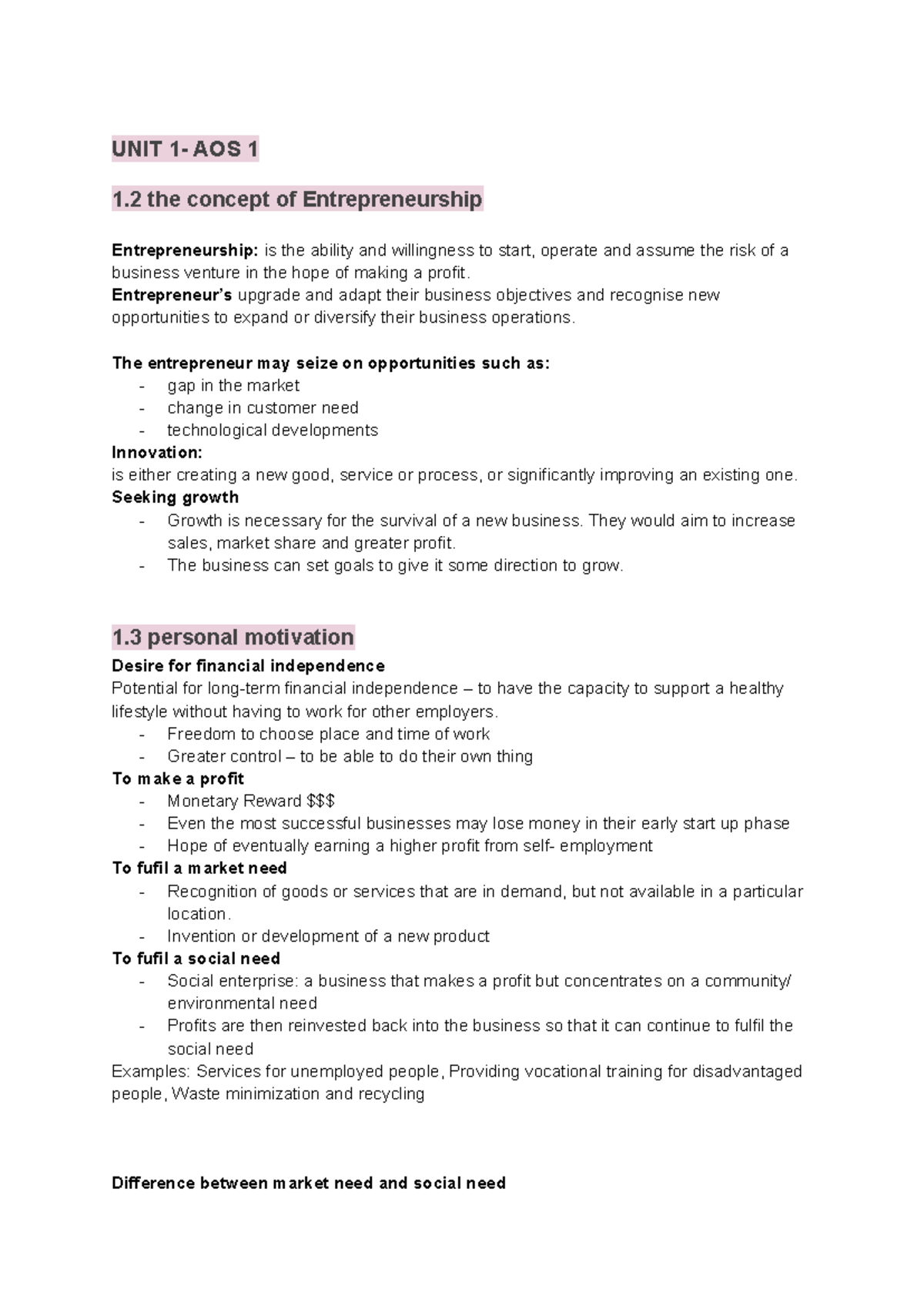 Business Management Unit 1 Final Exam Guide - Studocu