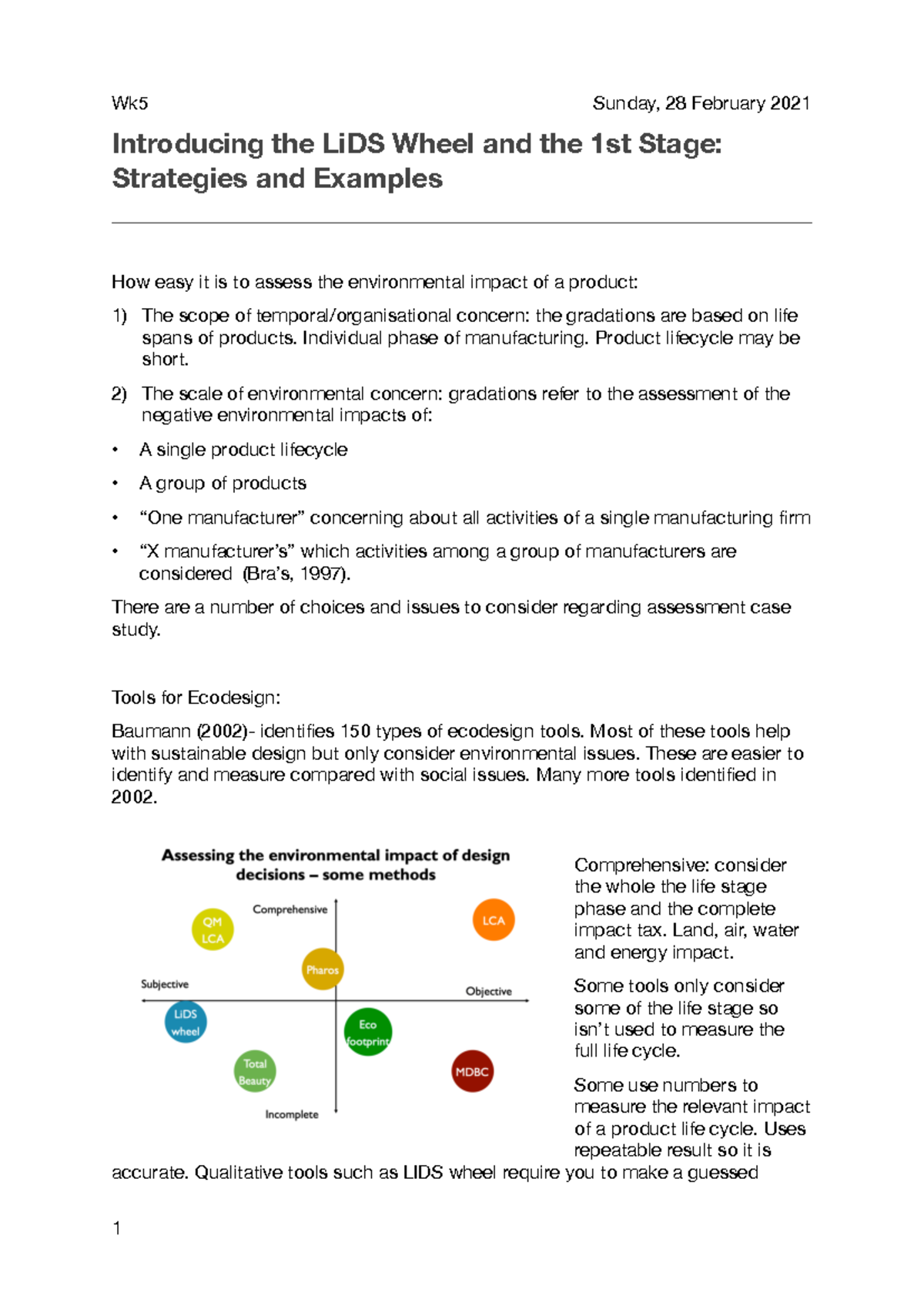 Understanding the Life Cycle Design Strategy Wheel (LiDS) - Studocu