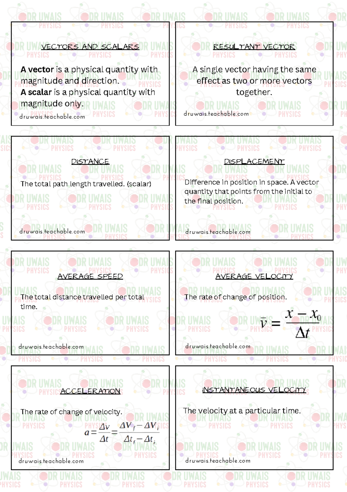 Grade 10 definition flash cards - ####### VECTORS AND SCALARS ####### A ...