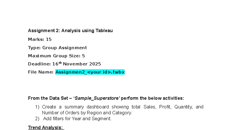 Assignment 2: Tableau Analysis & Customer Segmentation DVC S1 25 - Studocu