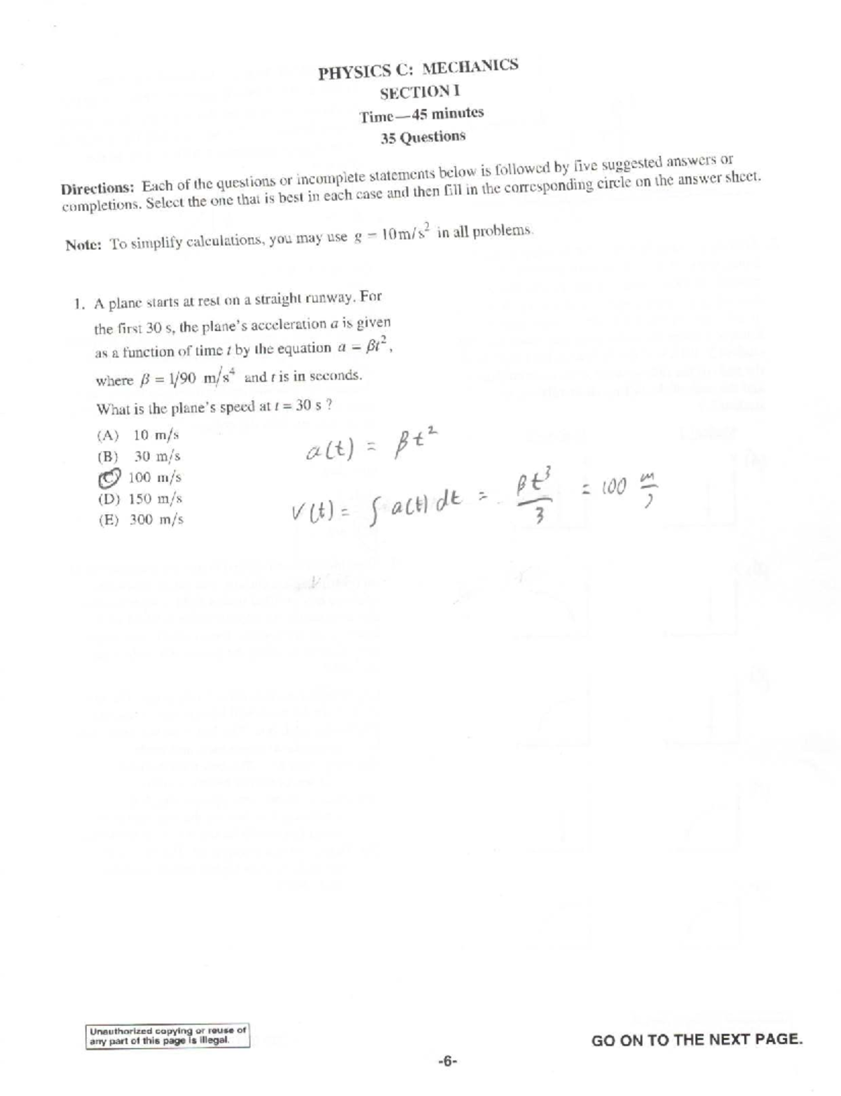 PHYSICS C: MECHANICS PRACTICE TEST 1 - Detailed Questions and Solutions ...