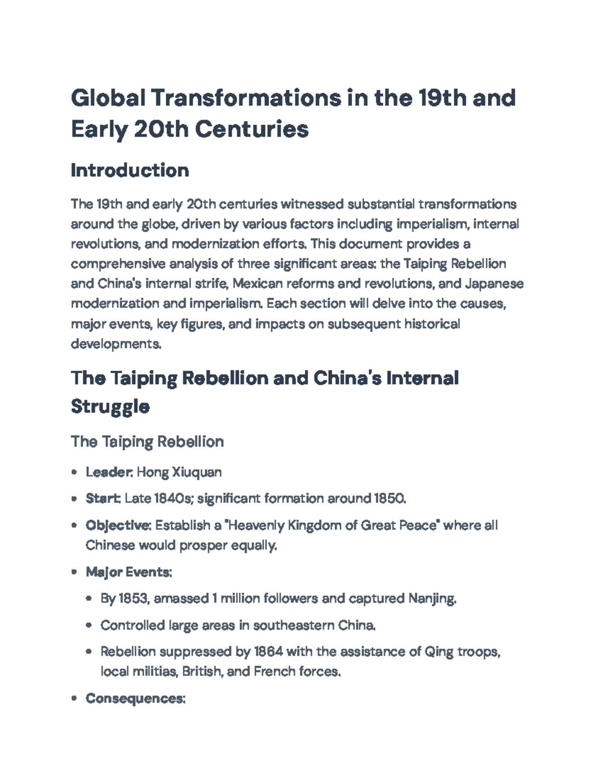 Global Transformations: 19th & Early 20th Century Reforms & Revolutions ...