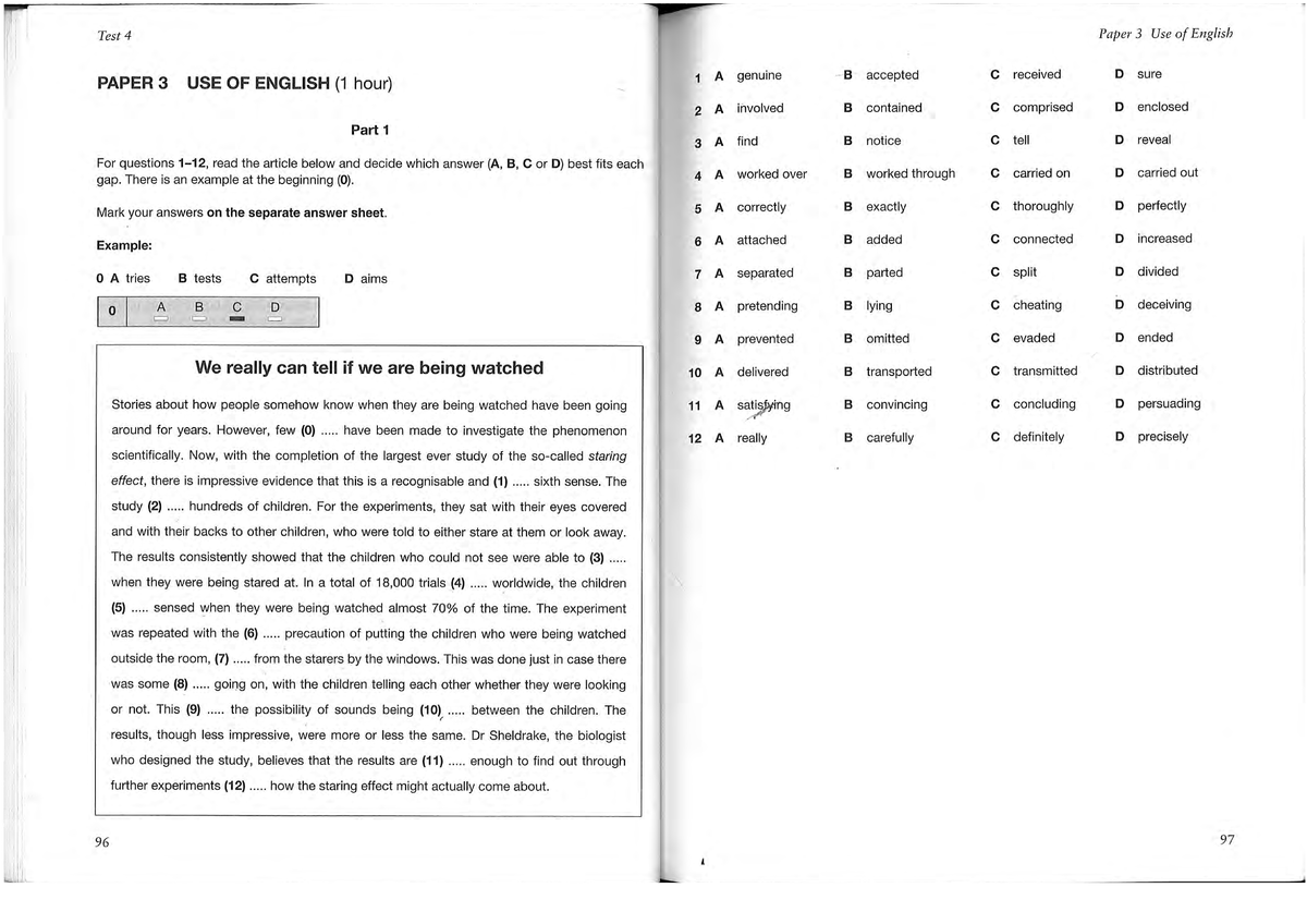 Task D Level 3 DL 09 - Use of English Test 4 Paper 3 - Studocu