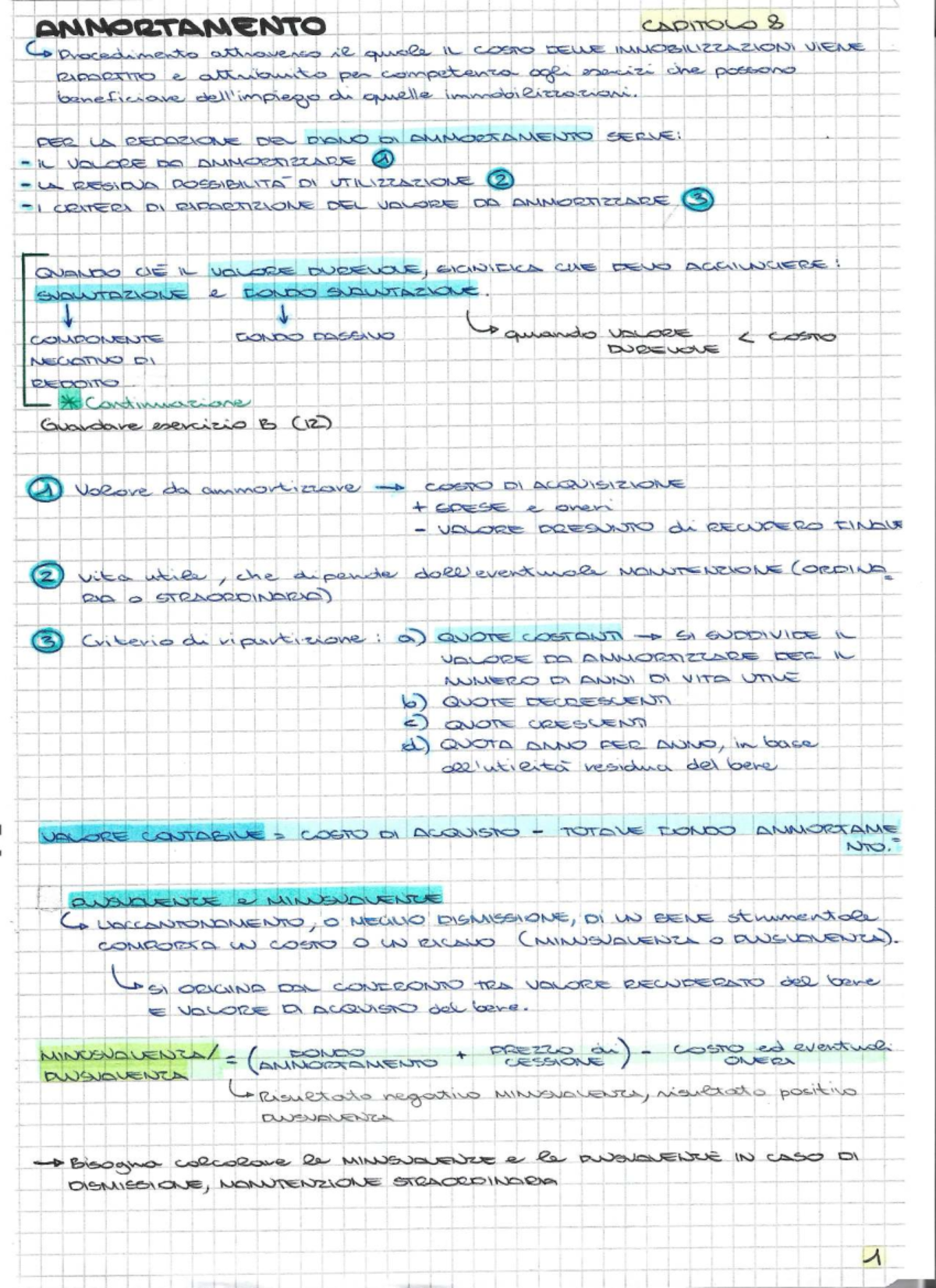 Ammortamento: R A A ic Study Notes for Course Code 203 - Studocu